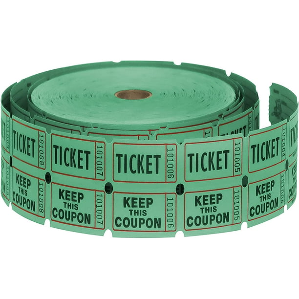 Raffle Ticket: Green Double Roll of 2000 Tickets (Green) - Walmart.com