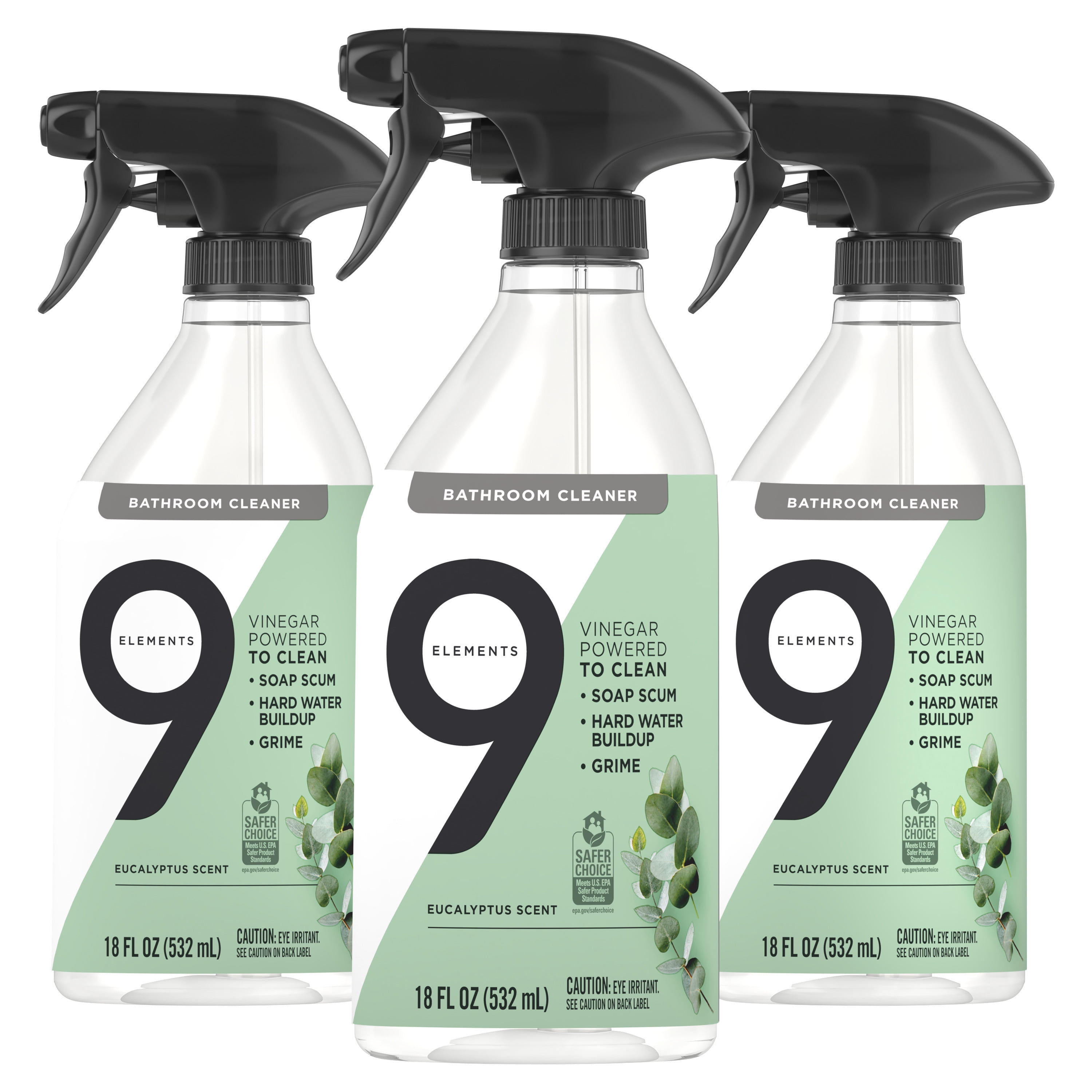 9 Elements Bathroom Cleaner, Eucalyptus Multi Surface Vinegar Spray, 3 ...
