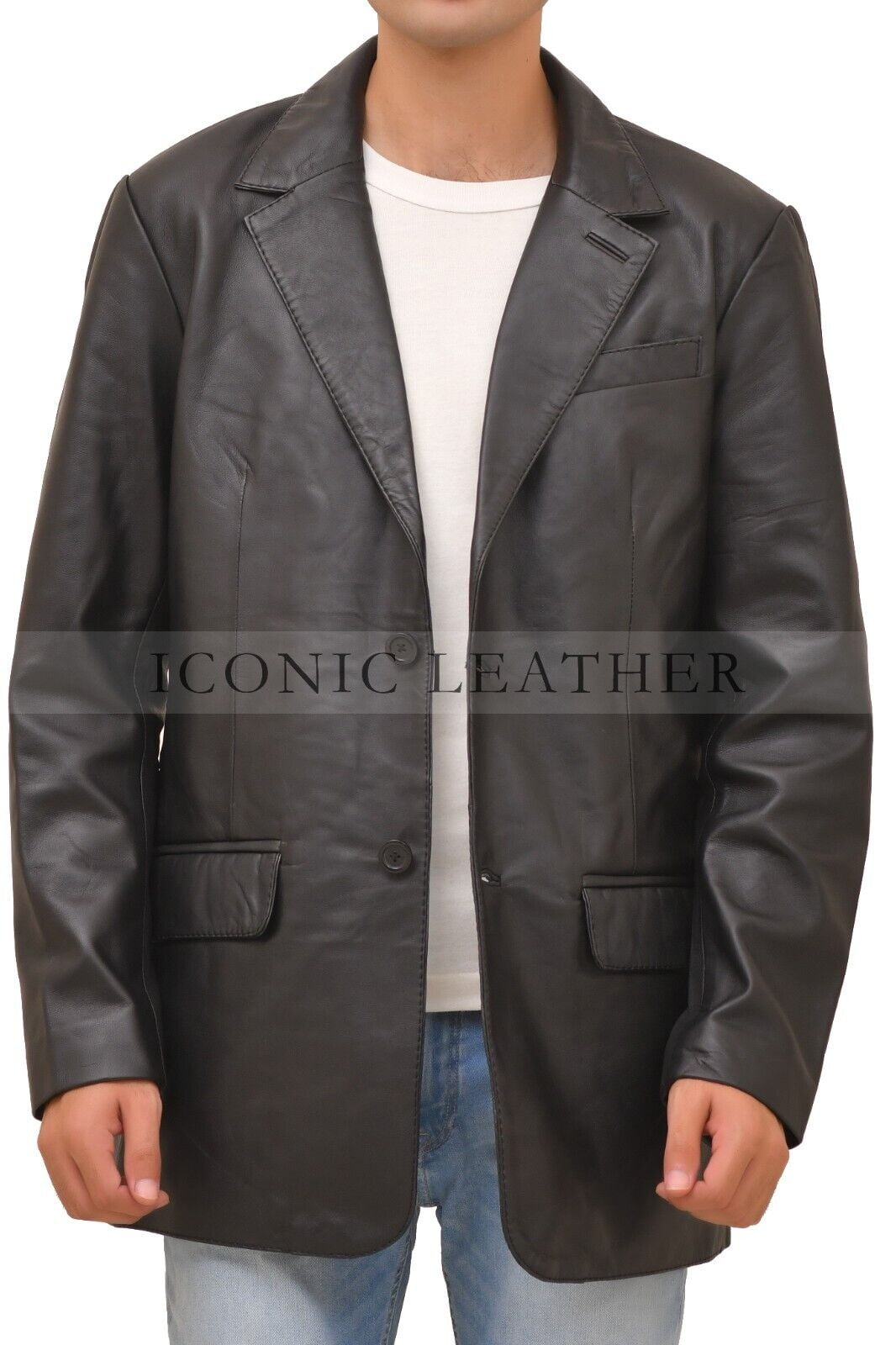 Men's GENUINE Lambskin Leather Black Blazer - Walmart.com
