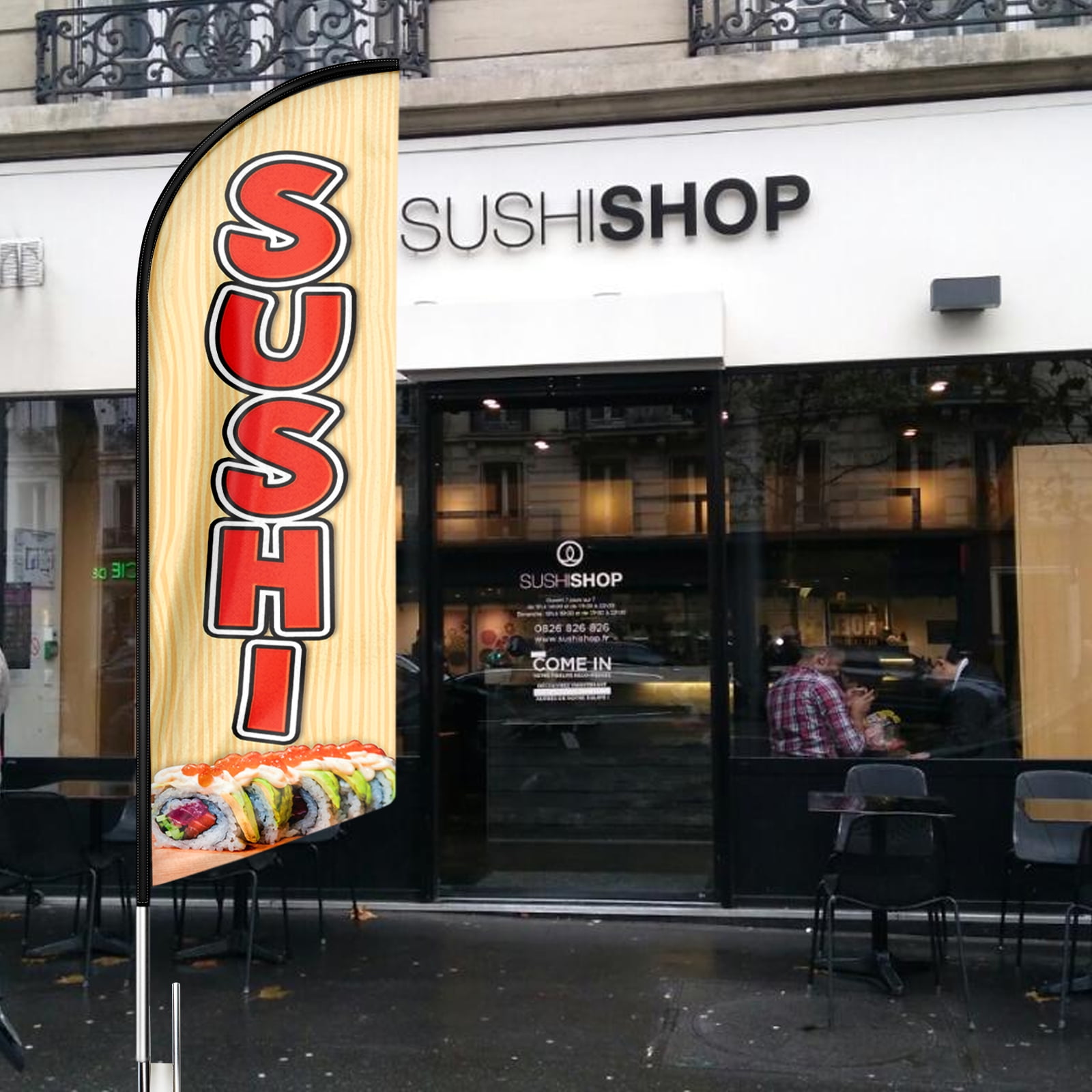 Sushi Sign Feather Flag,8FT Sushi outdoor advertising flag, Sushi ...