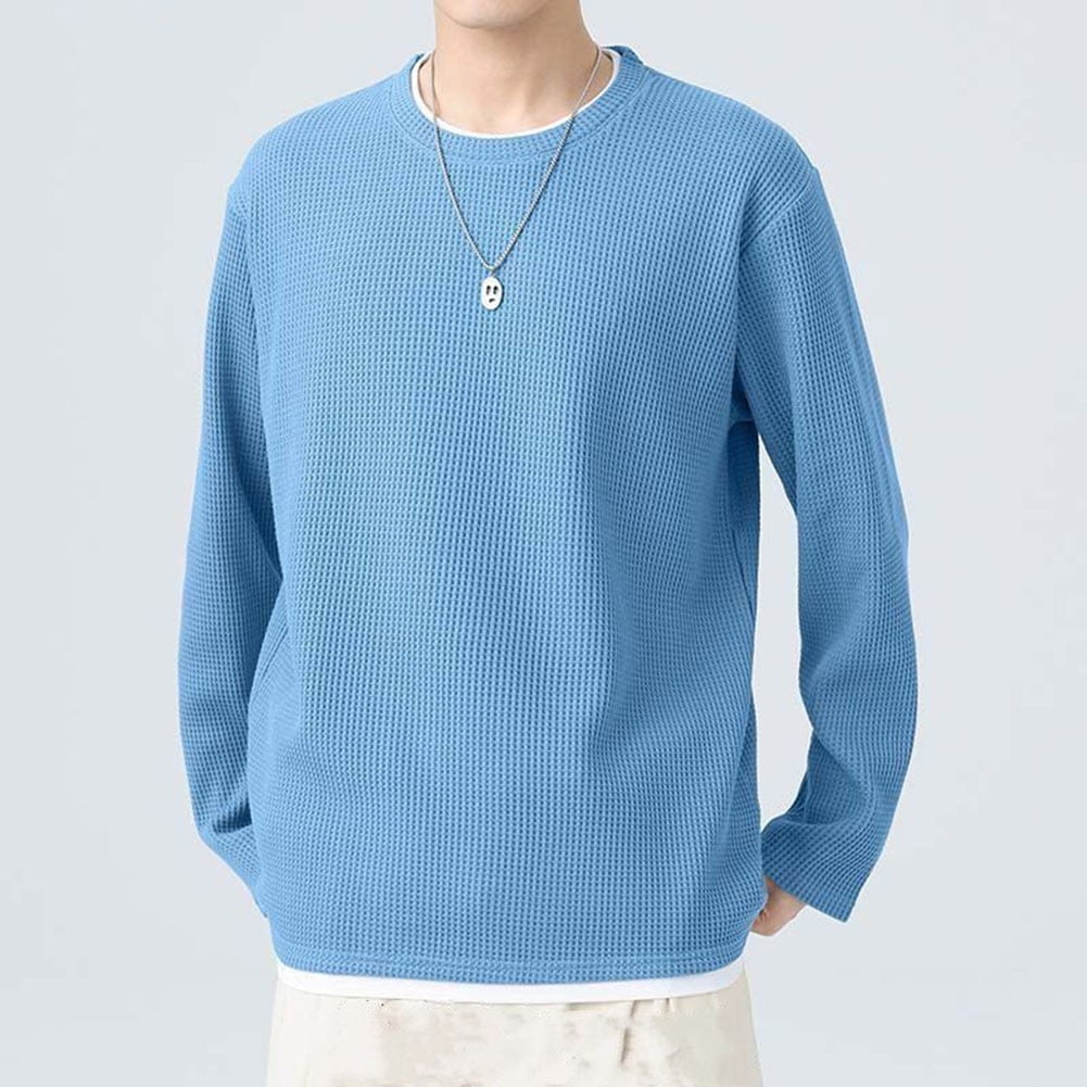 Click here for Luckyn Mens Spring Autumn Waffle Solid O Neck Long... prices