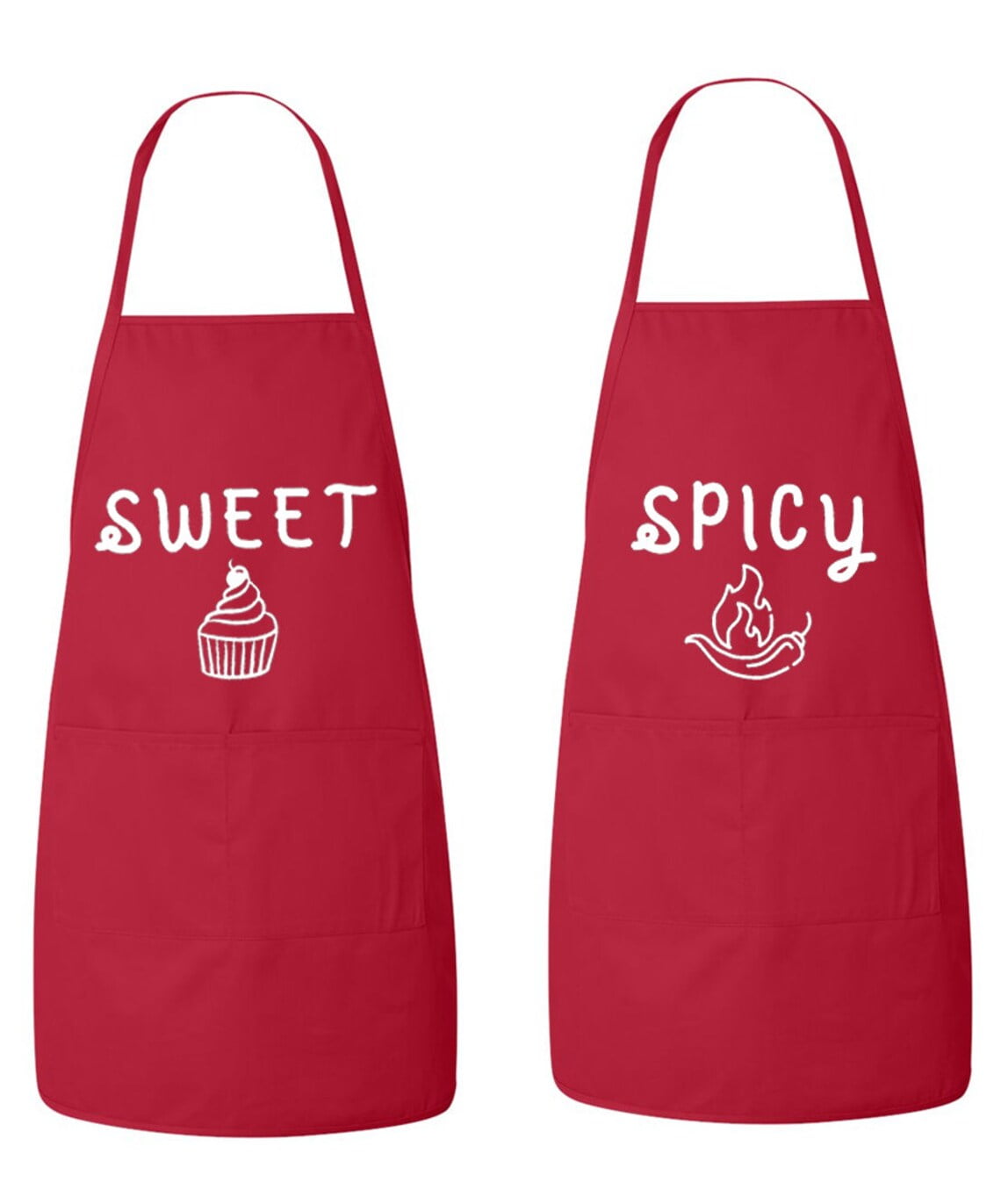 Matching His and Hers Apron Set - Sweet cupcake and Spicy Pepper - Set ...