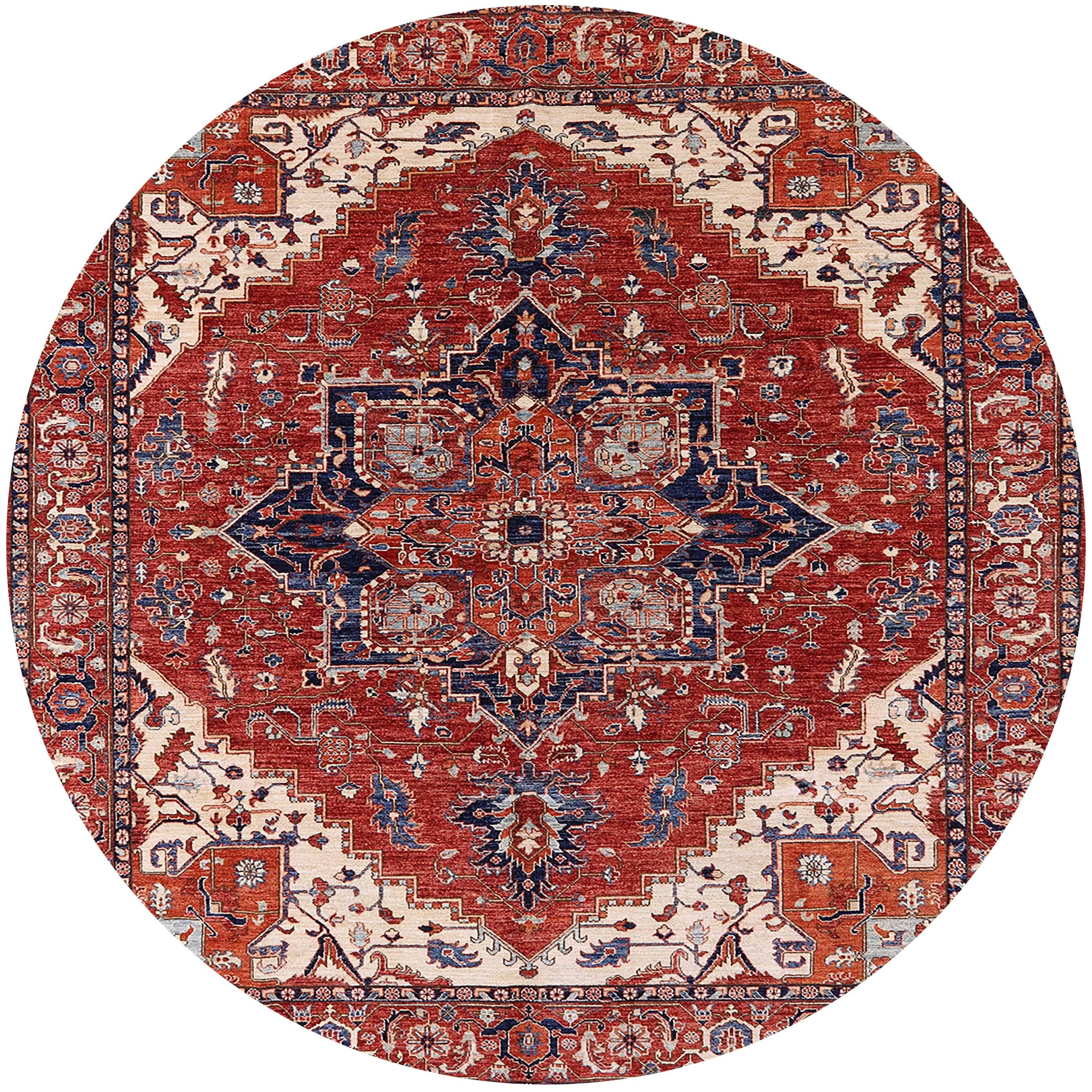 Ahgly Company Indoor Round Mid-Century Modern Red Persian Area Rugs, 8 ...