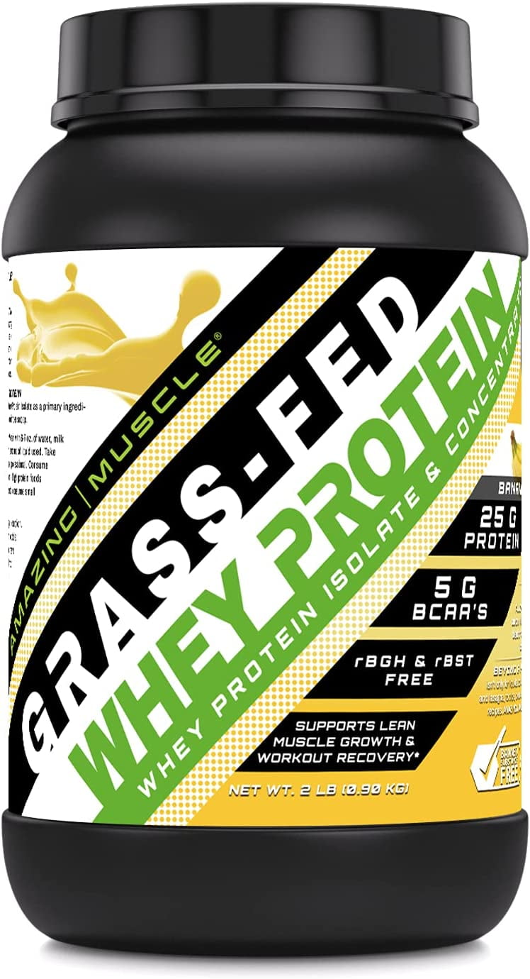 Amazing Muscle Grass Fed Whey Protein (Isolate & Concentrate) - 2lbs ...