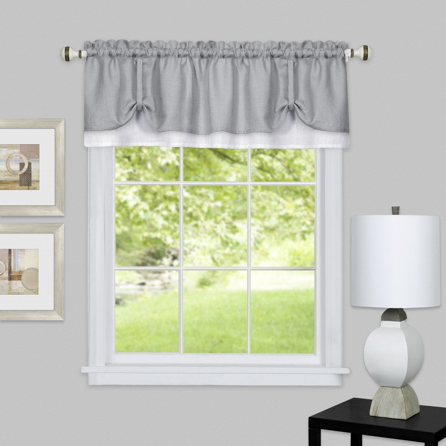 Solid Window Curtain Panel Double Layered Rod Pocket Panel, Tier ...
