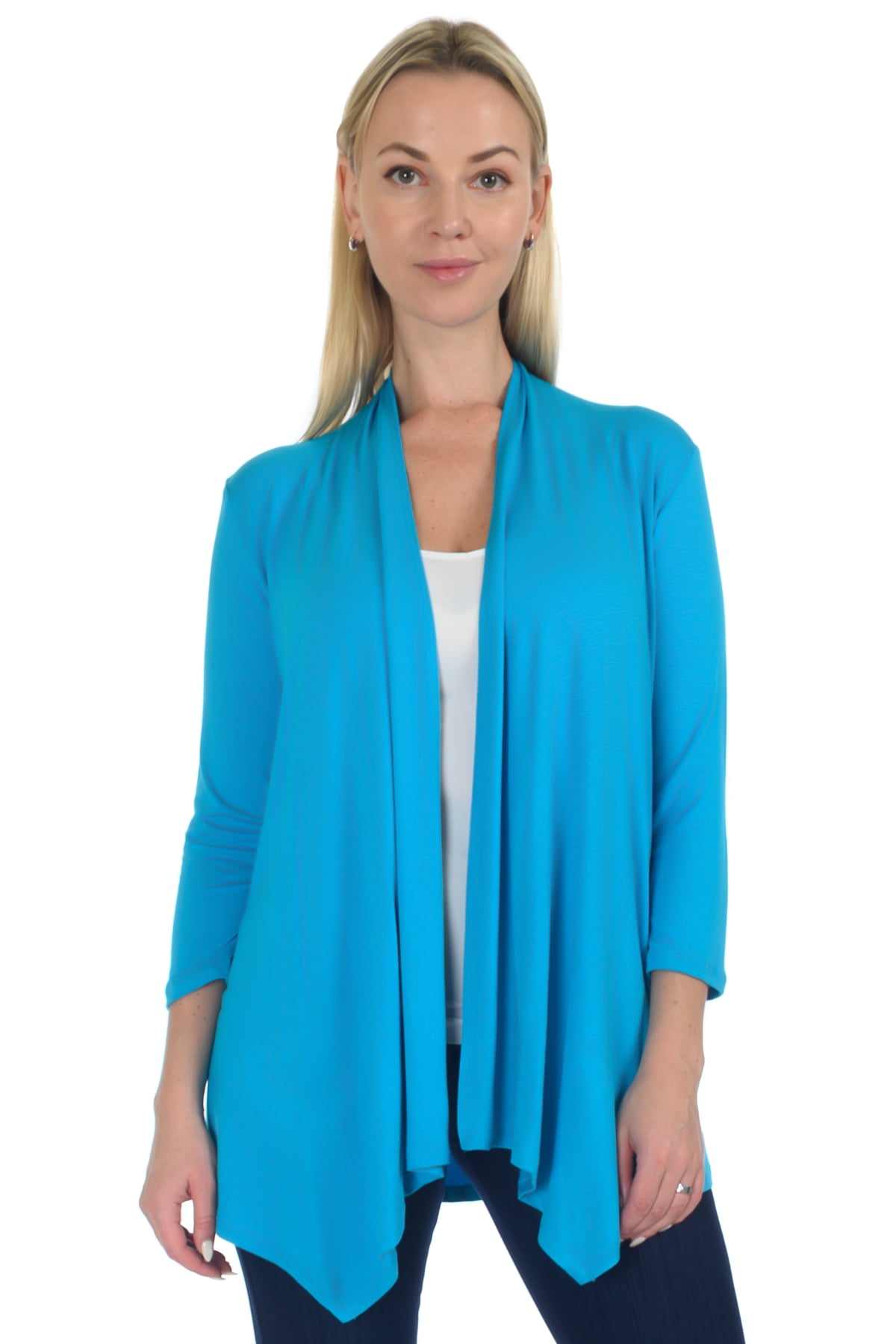 Simply Ravishing Women's Basic Assymetrical 3/4 Sleeve Open Drape ...