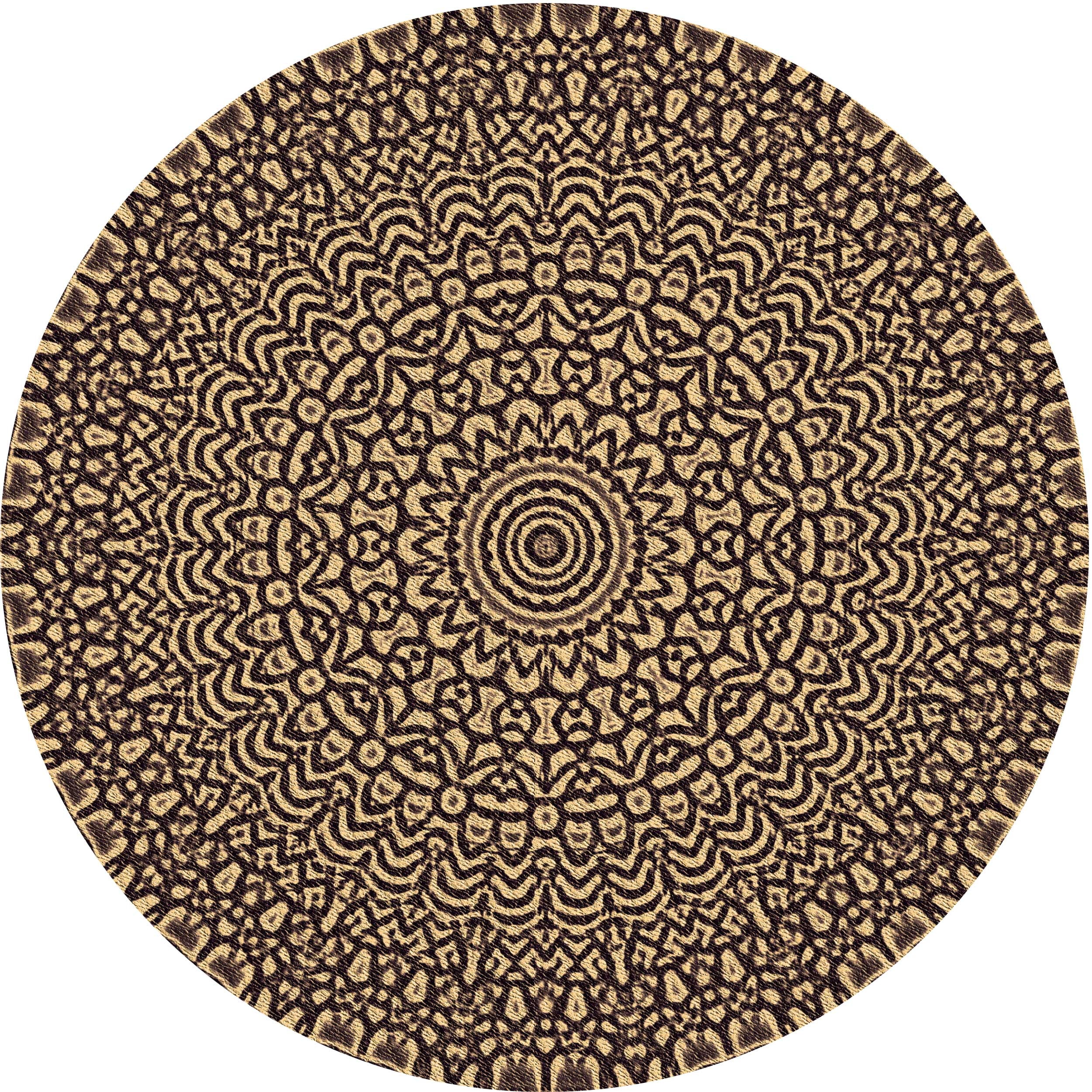 Ahgly Company Indoor Round Patterned Metallic Gold Area Rugs, 6' Round ...