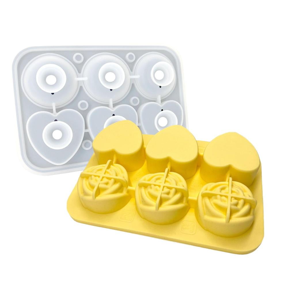 Rose Flower Ice Cube Mold | 6 Cavity Silicone Leak-Free Reusable Heart ...