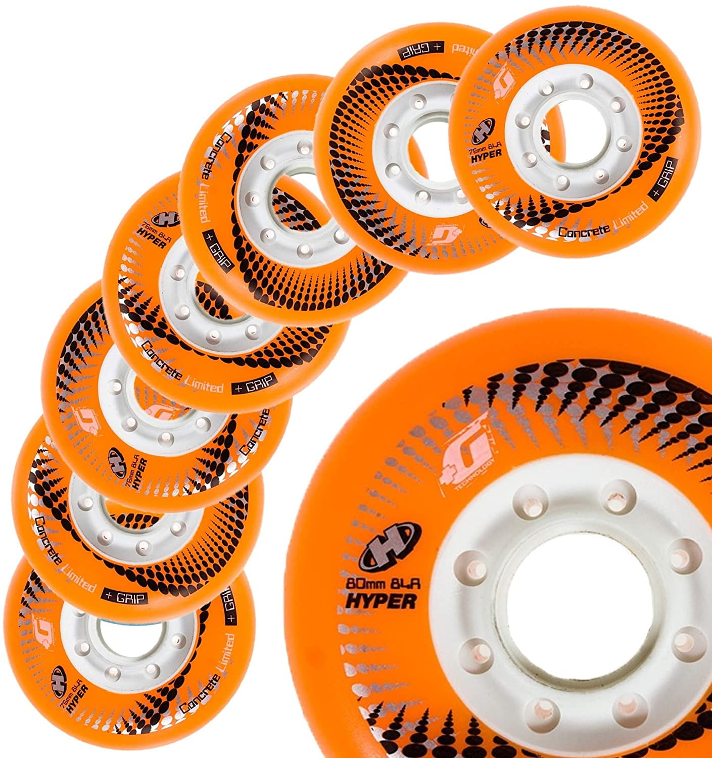 Hyper wheels Concrete +G 80MM/84A ORANGE - 8 Wheels in pack - Inline ...