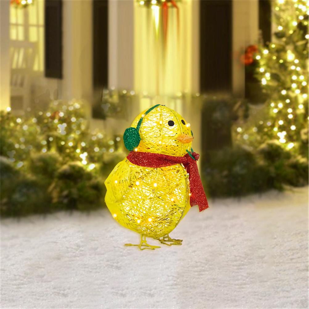 Pollito Con Bufanda, Luces Decorativas, Pollito Amarillo, Escultura ...
