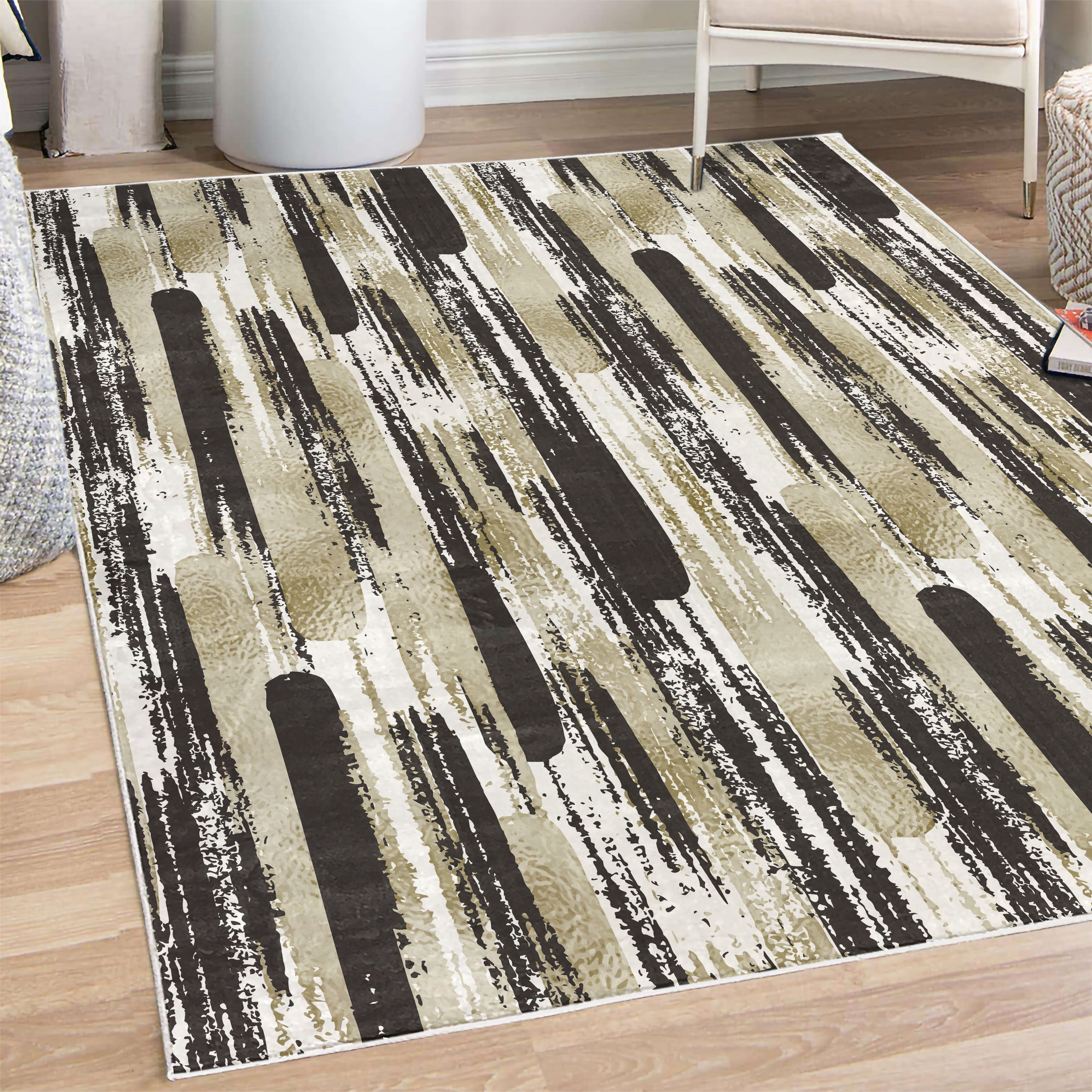 Modern Art Decorative Rug, Watercolored Grunge Brushstroke ...