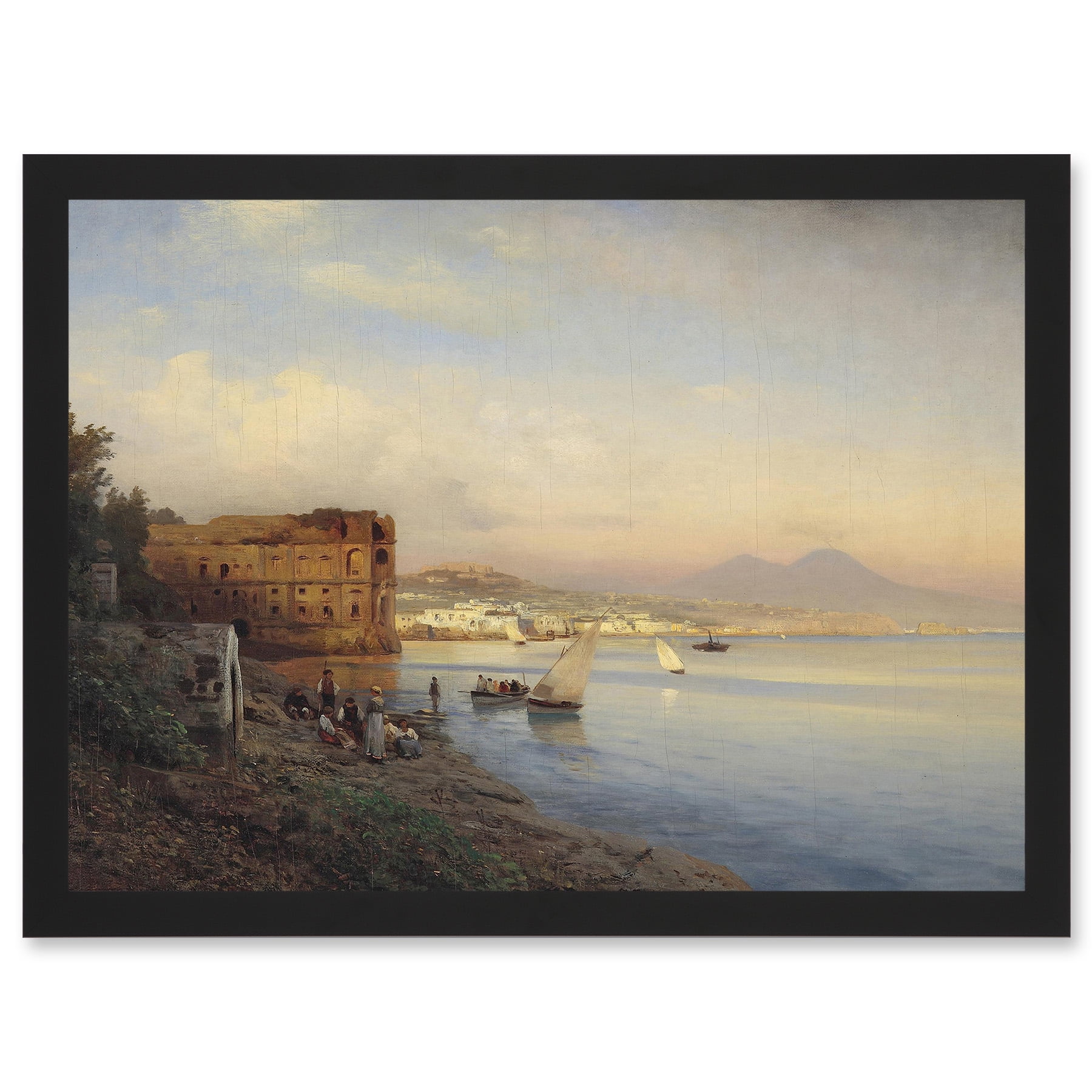 Painting Seascape City Flamm Bay Naples Queen Palace Artwork Framed ...