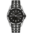 Bulova Men's Black Crystal Watch & ID Bracelet Set, Stainless Steel ...