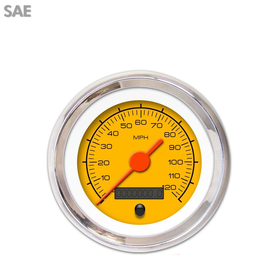 Speedometer Gauge - SAE Competition Yellow , Orange Vintage Needles ...