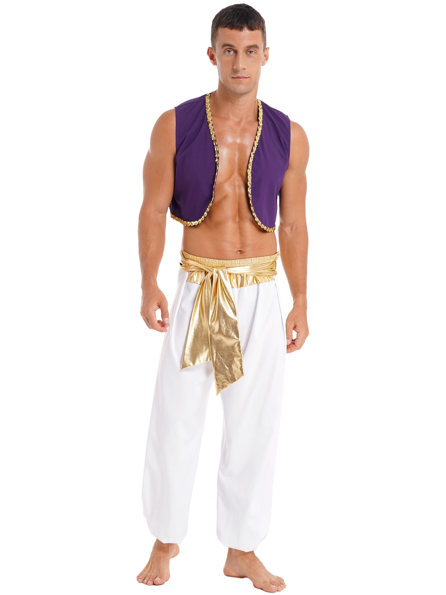 renvena Men's Halloween Arabian Prince Clothing Sets Waistcoat with ...