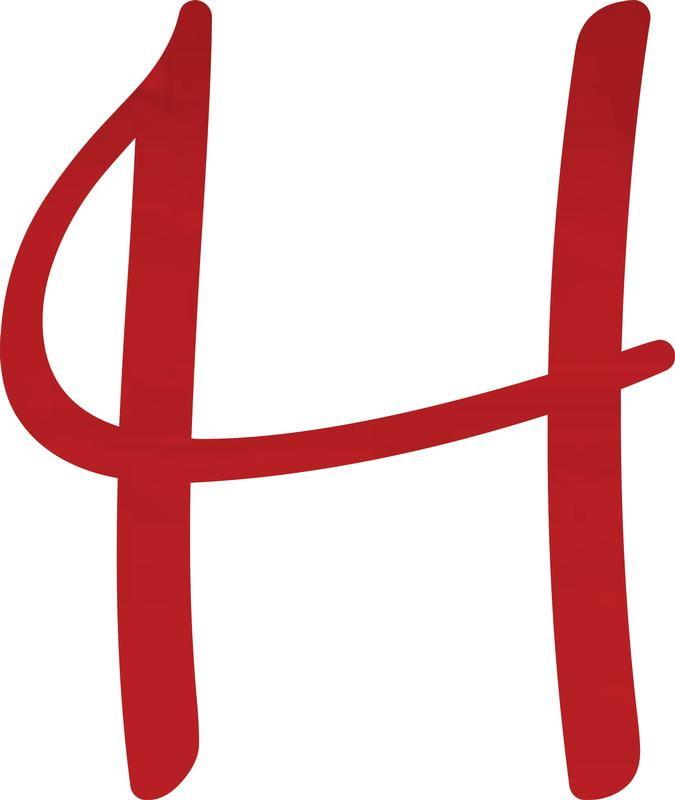 Acrylic Letter H Script, 3'' Tall Transparent Red Alphabet Craft, Color ...