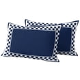 Abstract Navy Blue Check Waterproof Throw Pillow Covers Set of 2 Modern ...