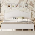 DRNANLIT King Size Platform Bed Frame with Retro Wave Headboard, White ...