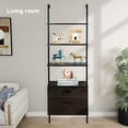 Wall Mounted Ladder Shelf with Drawers, 4 Tier Ladder Bookshelf with ...