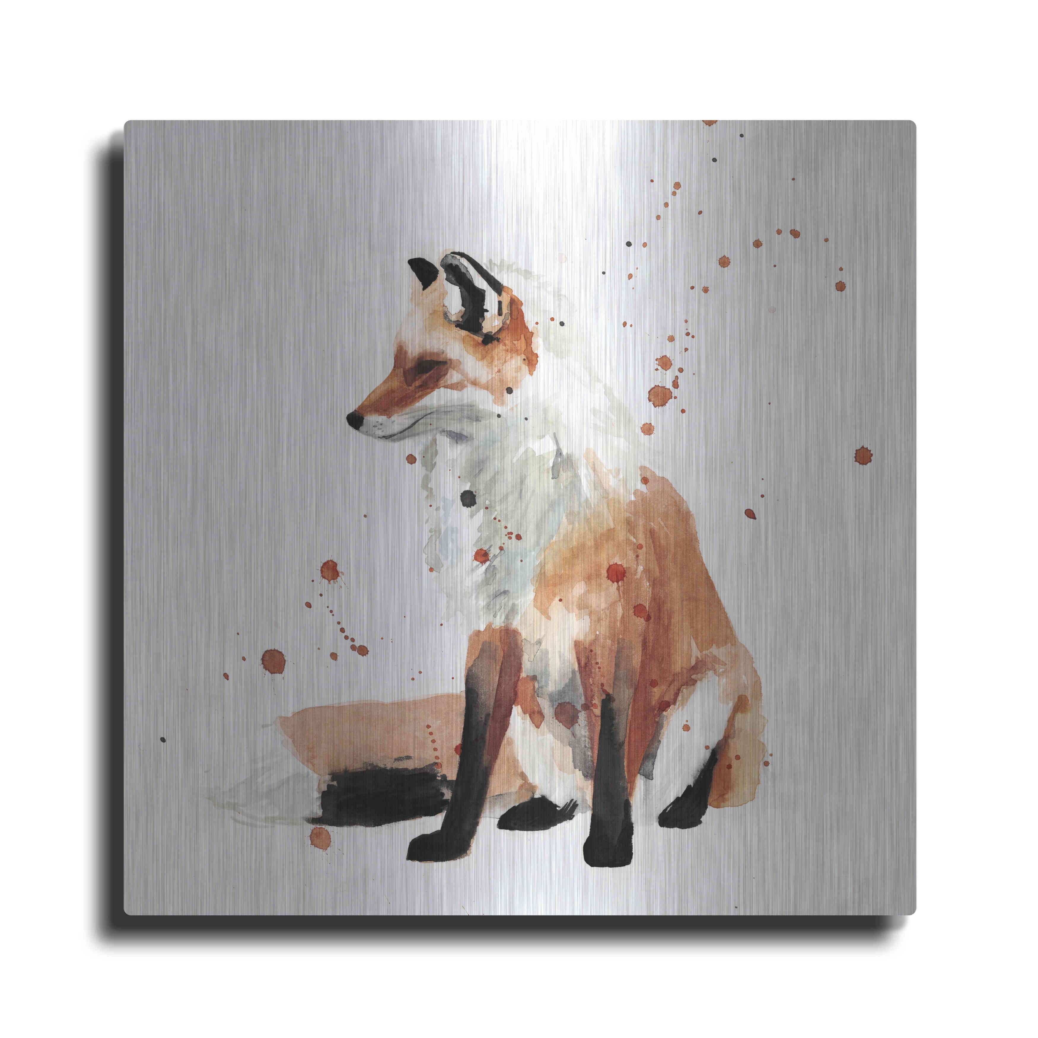 Luxe Metal Art 'Watercolor Fox I' by Victoria Barnes, Metal Wall Art ...