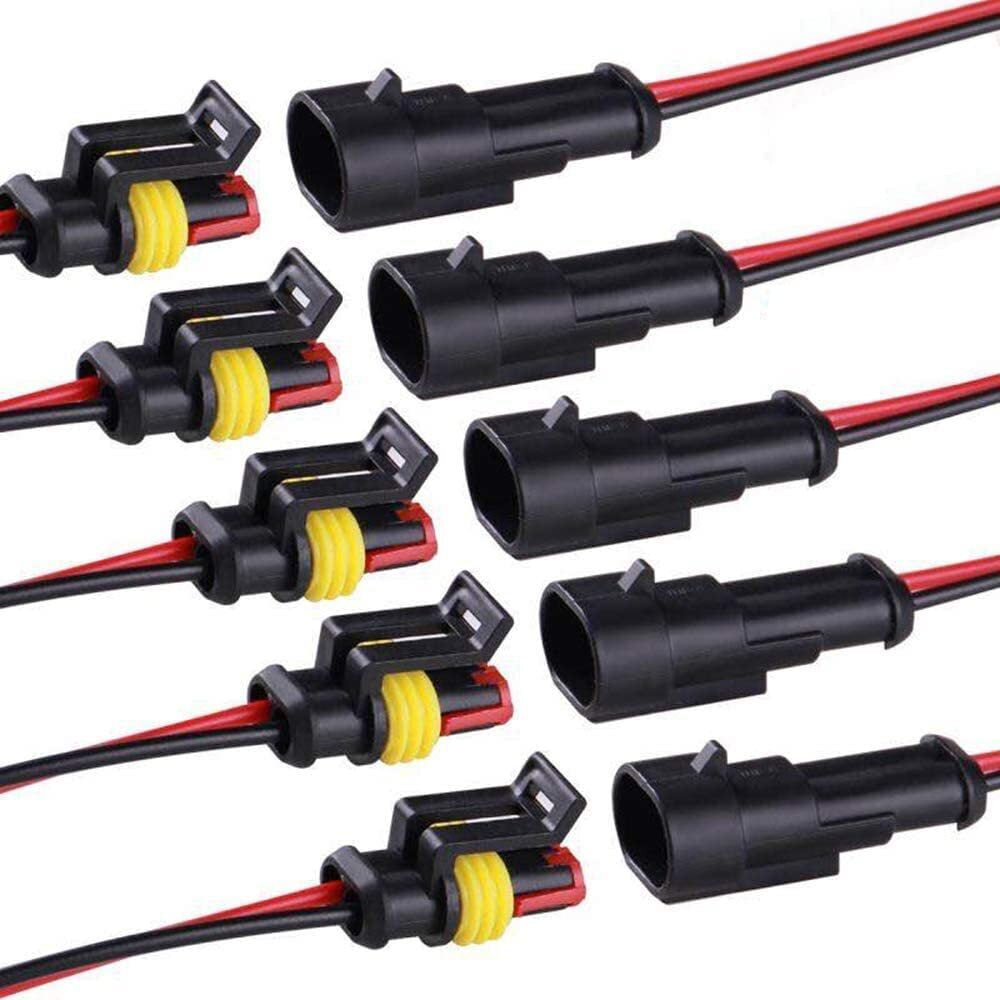 Car Waterproof Electrical Wire Cable Connector Male Female 2-Pin ...
