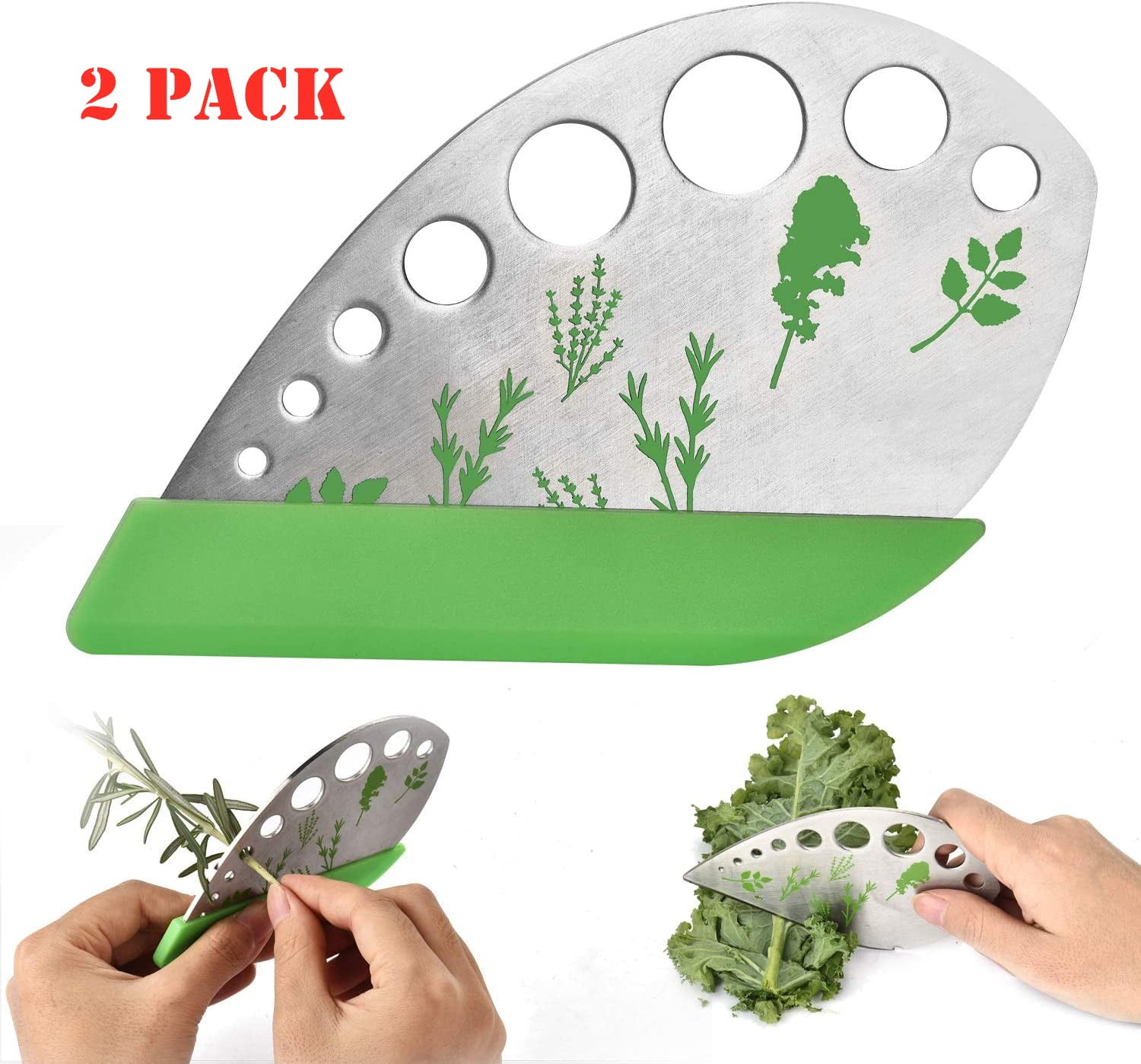 Herb Stripper 9 Holes 2 Pack Stainless Steel Kale Stripping Tool Herb Leaf Stripper Kitchen