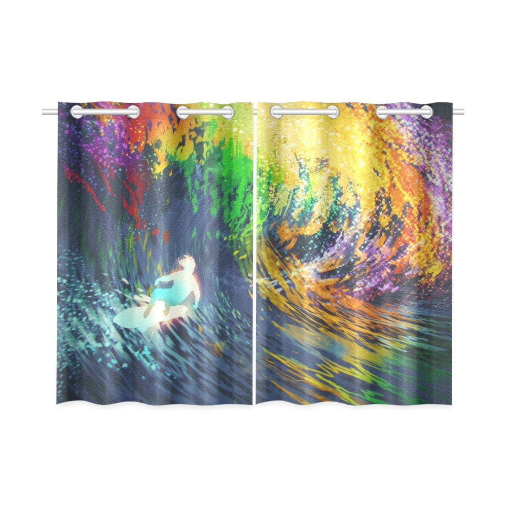YUSDECOR Extreme Surfer Ing Window Curtains Kitchen Curtain Room ...