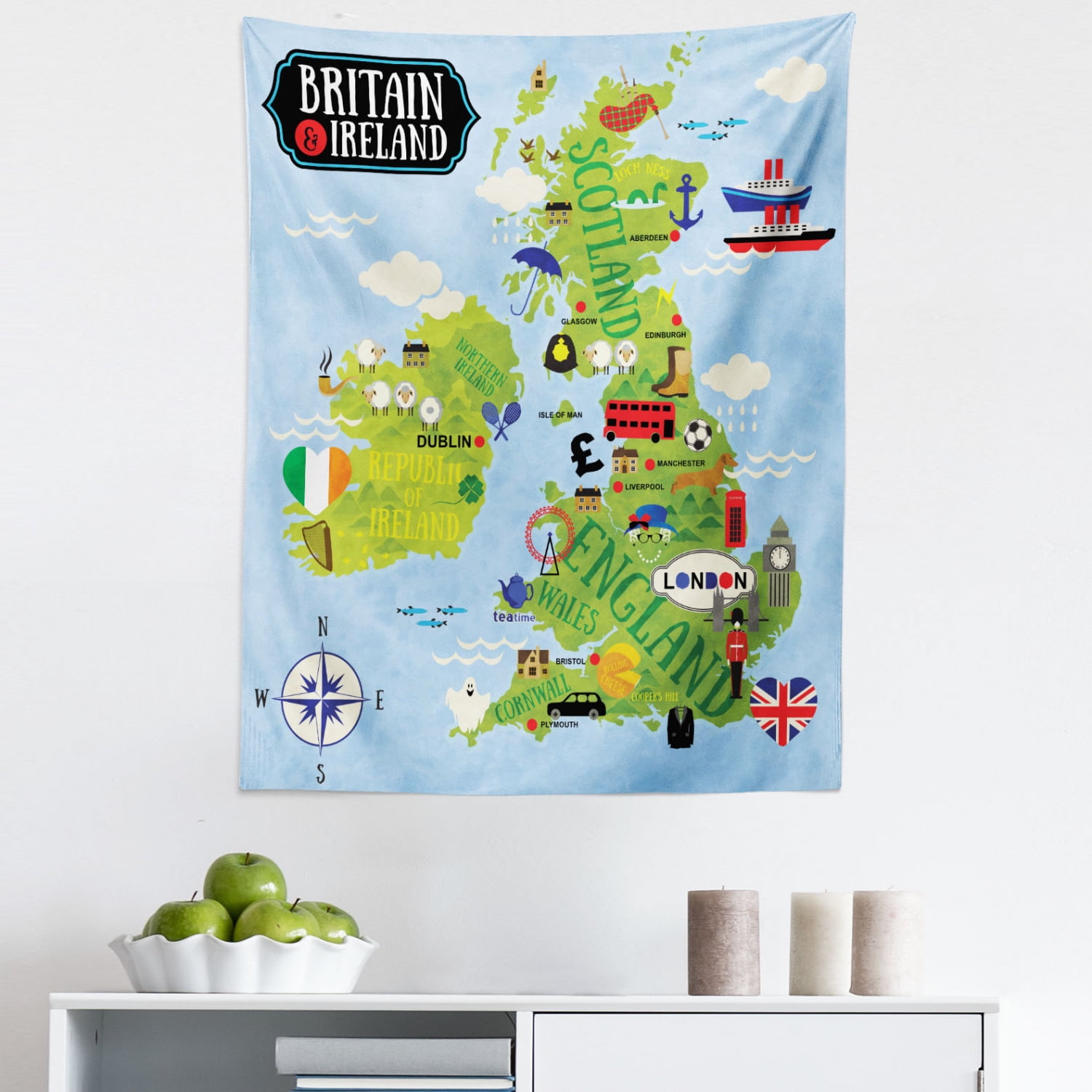 Cartoon Tapestry, Cartoon Maps of Britain and Ireland Landmarks ...