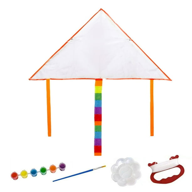 Cometa triangular en blanco DIY para niños, cometa para colorear, Kit de fabricación de cometas ...