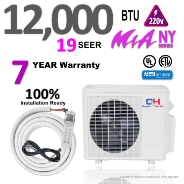 12000 BTU Ductless HYPER Mini Split Air Conditioner 22 SEER Heat Pump 7 ...