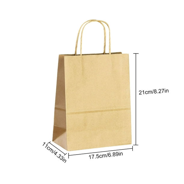 30 PCS 100% Recycled Medium Kraft Paper Bags with Handles for Shopping ...