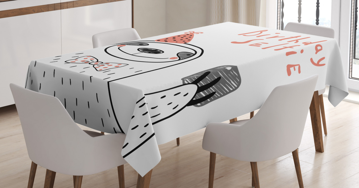Birthday Tablecloth, Sloth Self Portrait Smiley Face with a Bow Tie ...