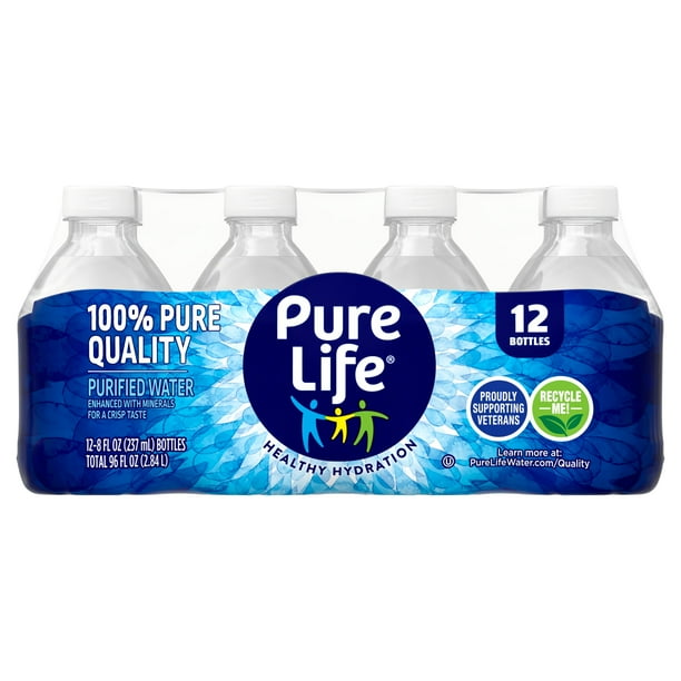 Pure Life Purified Water, 8 Fl Oz, Plastic Bottled Water (12 Pack ...