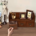 3 Drawers Brown Rectangular Desktop Organizing Cabinet Vintage ...