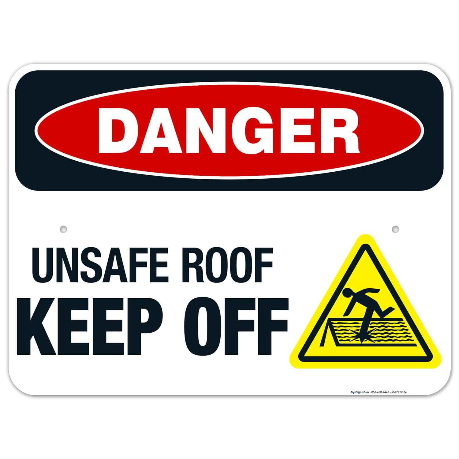 Unsafe Roof Keep Off With Symbol Sign, 18x24 Aluminum - Walmart.com
