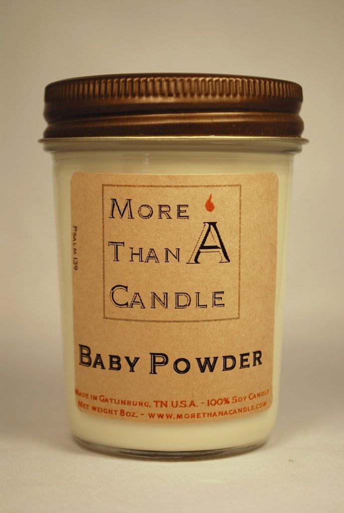 More Than A Candle BPD8J 8 oz Jelly Jar Soy Candle, Baby Powder ...