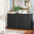 Black Double Dresser with 6 Drawers for Bedroom, Wood Large Chest of ...