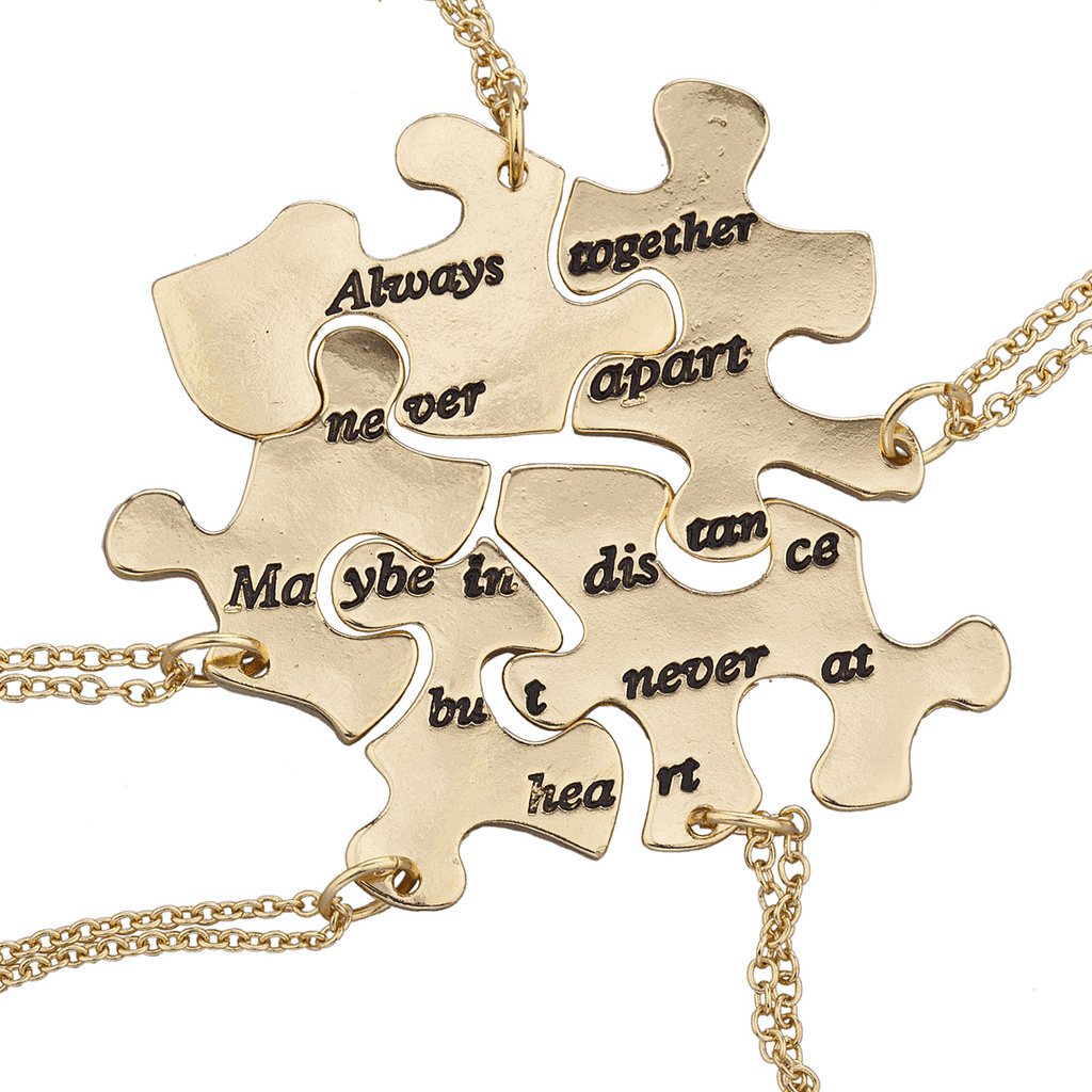 Lux Accessories Gold Tone Always Together Never Apart Puzzle Necklace ...