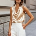 BLVB Women's Satin Silk Tank Tops Cowl Neck Sleeveless Elegant Camisole ...