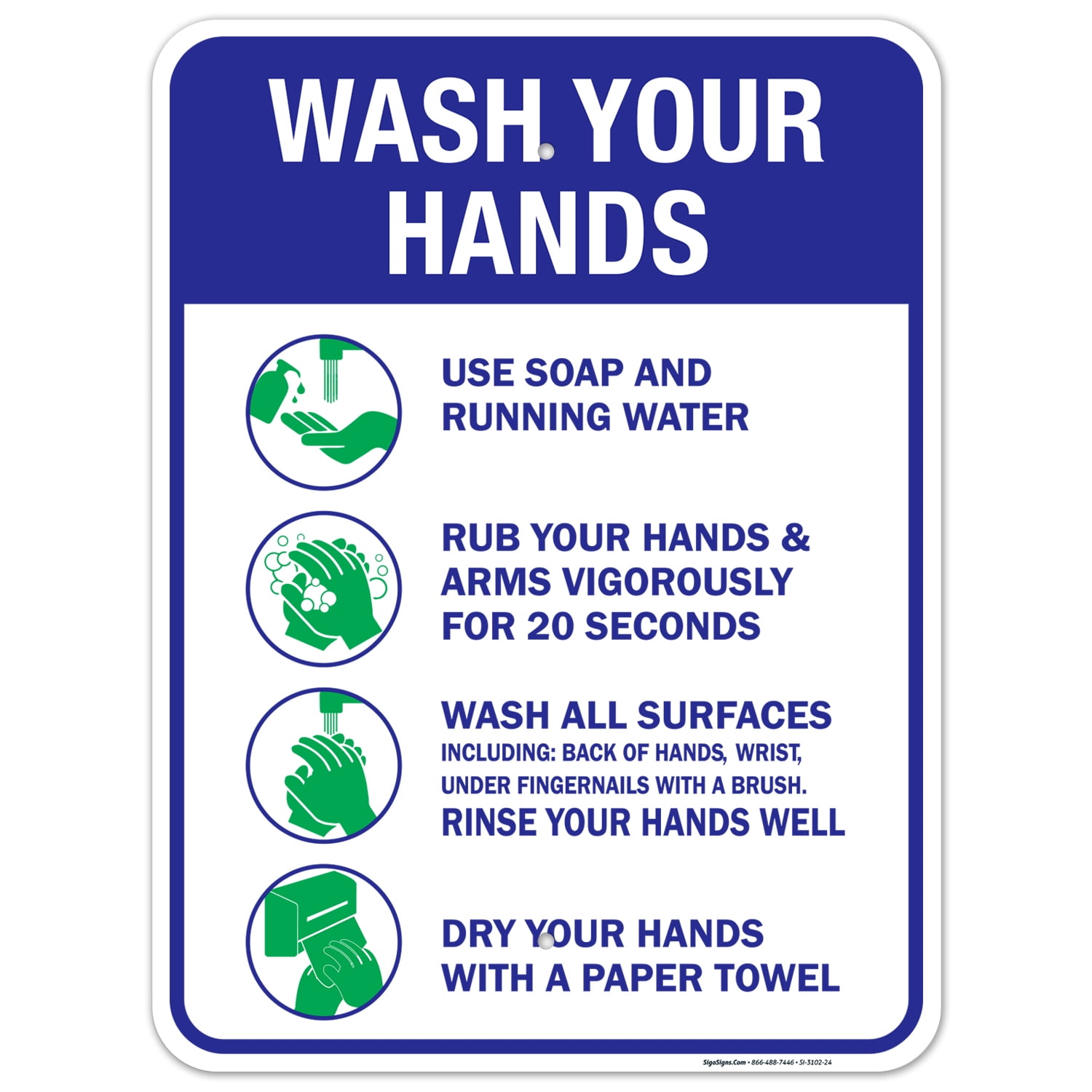 Hand Washing Sign, Hand Washing Instruction Sign, - Walmart.com