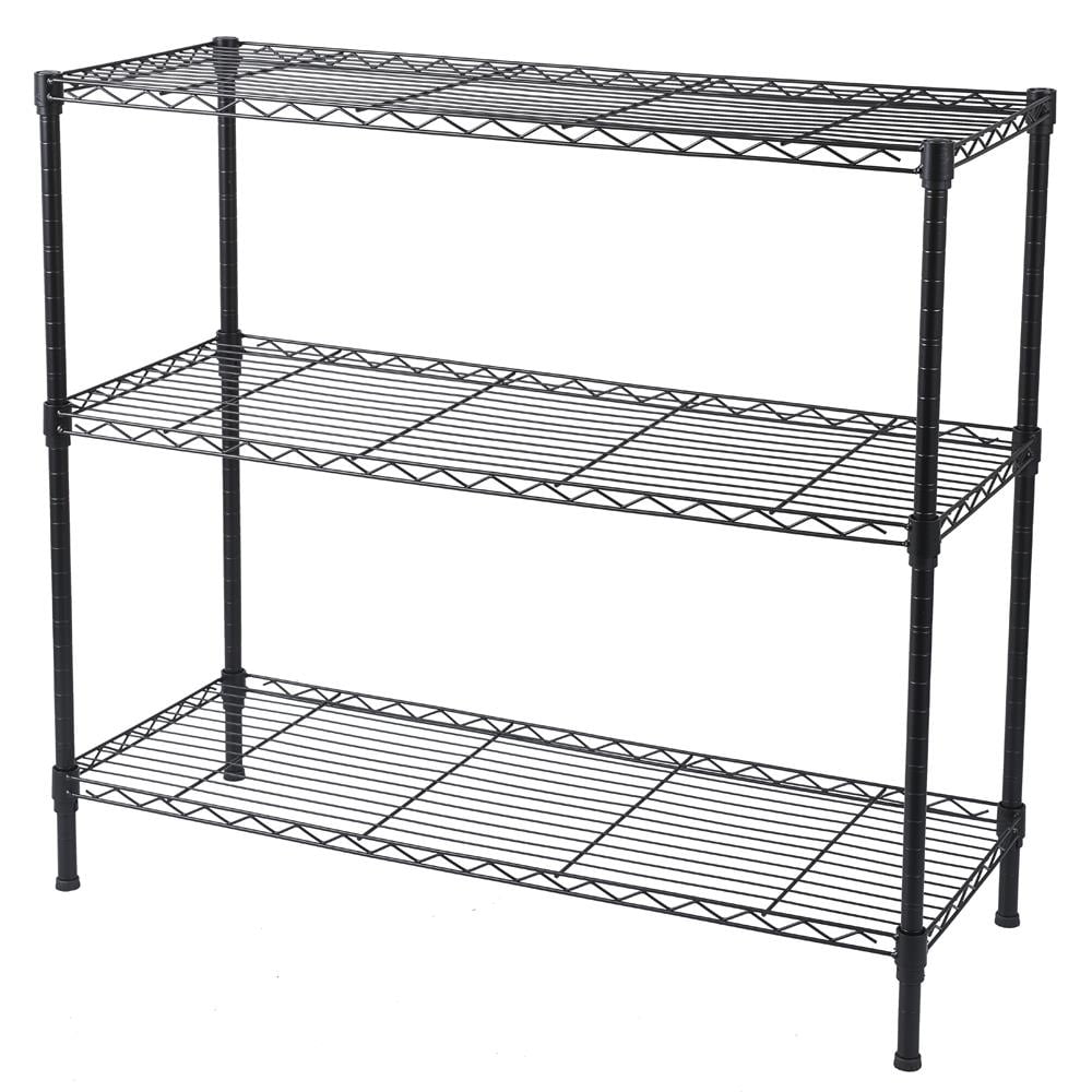 UBesGoo 3-Tier Heavy Duty Adjustable Wire Shelving Unit Black - Walmart.com