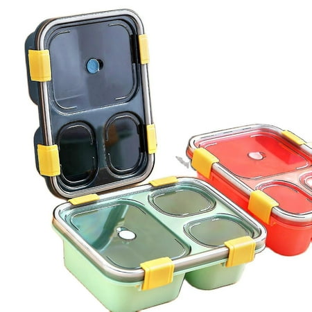 3 Grids Bento Box Adult Portable Lunch Box Leakproof Bento Box With Me ...