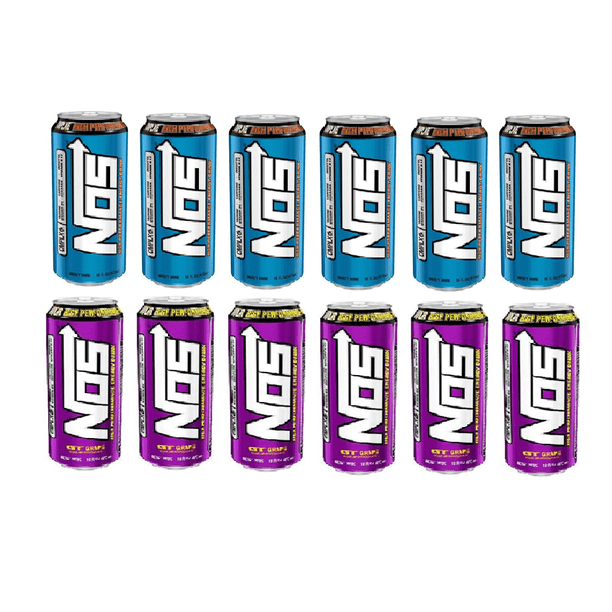 NOS Energy Drink Variety Pack Regular and Grape 16oz Pack of 12 ...