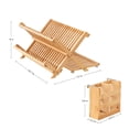 Dish Rack, Bamboo Folding 2-Tier Collapsible Drainer Dish Drying Rack ...