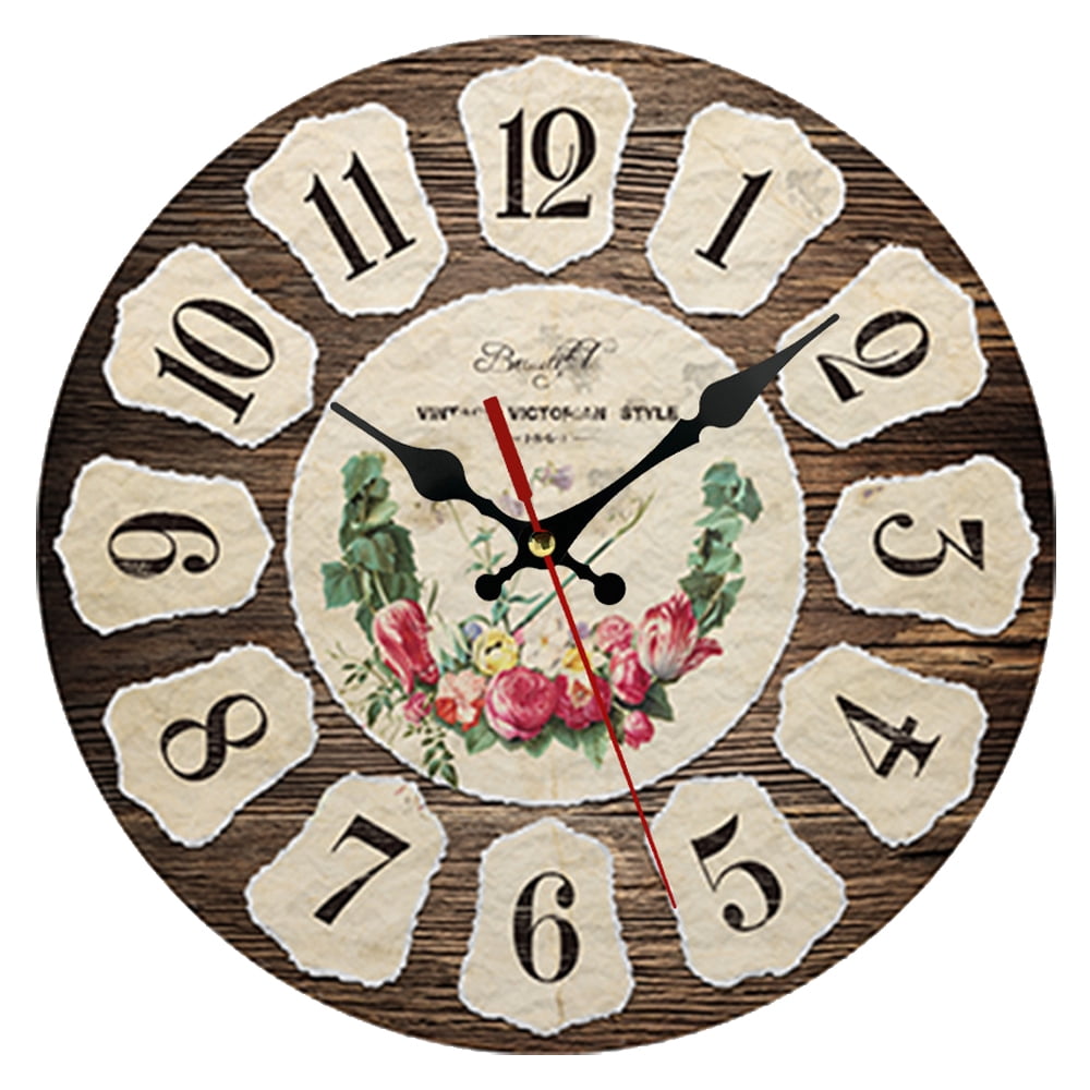 Vintage wall clock Simple wooden wall clock 12-inch clock Living room ...