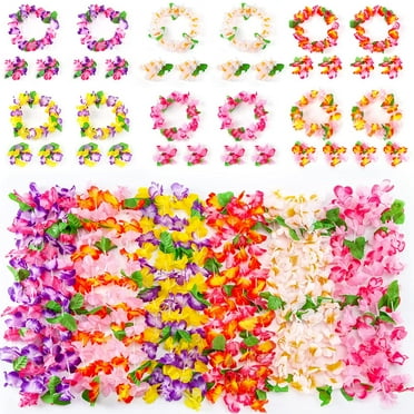 Tropical Sun Rainbow Summer Luau Dance Party Fabric Lei, Neon, 21", 25 ...