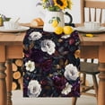 Burlap Table Runner 120 Inches Long, Watercolor White Purple Flowers ...