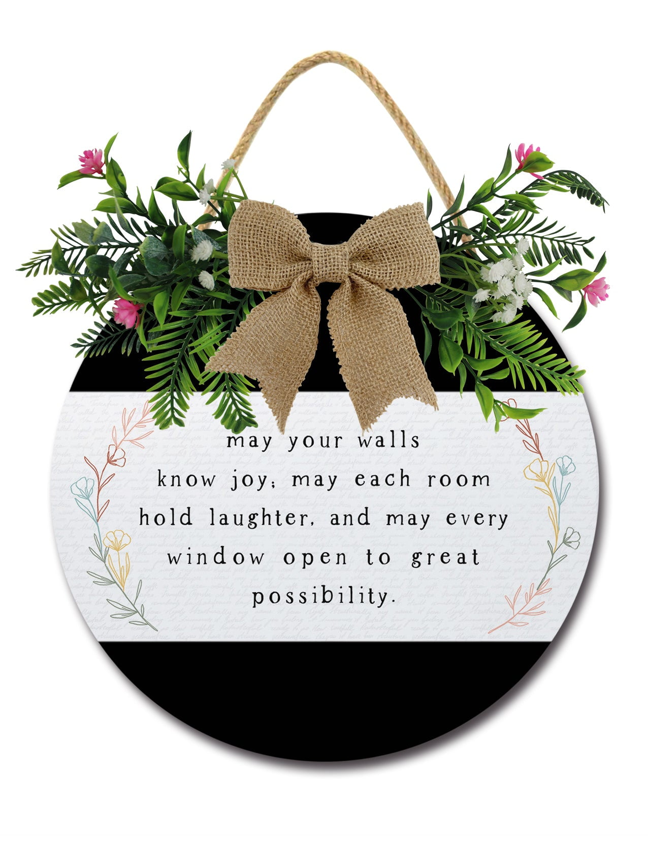 Front Door Porch Decorations May Your Walls Know Joy Door Hanging Sign ...