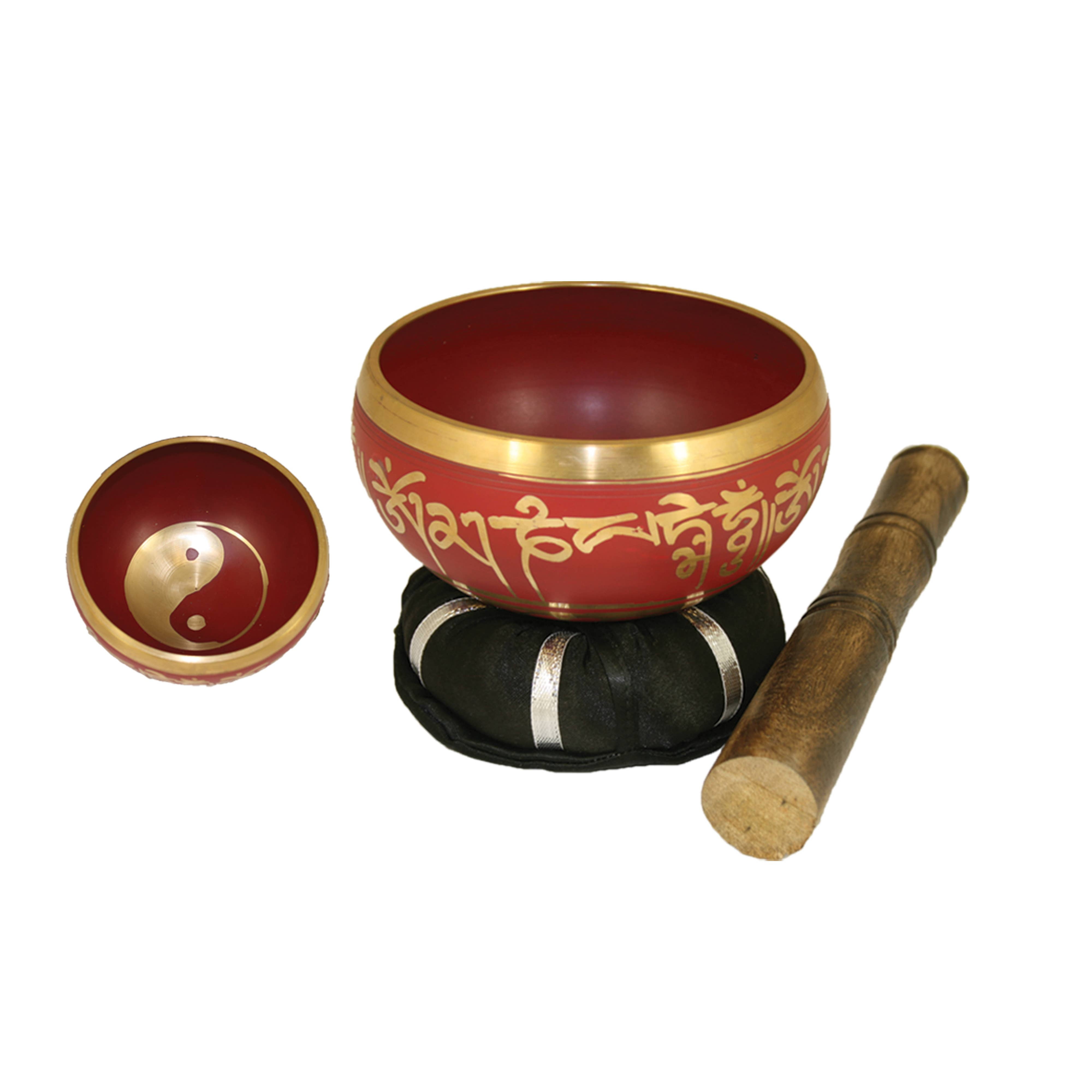 Red Ying Yang Tibetan 4.25" Singing Bowl Cushion and Stick - Walmart.com