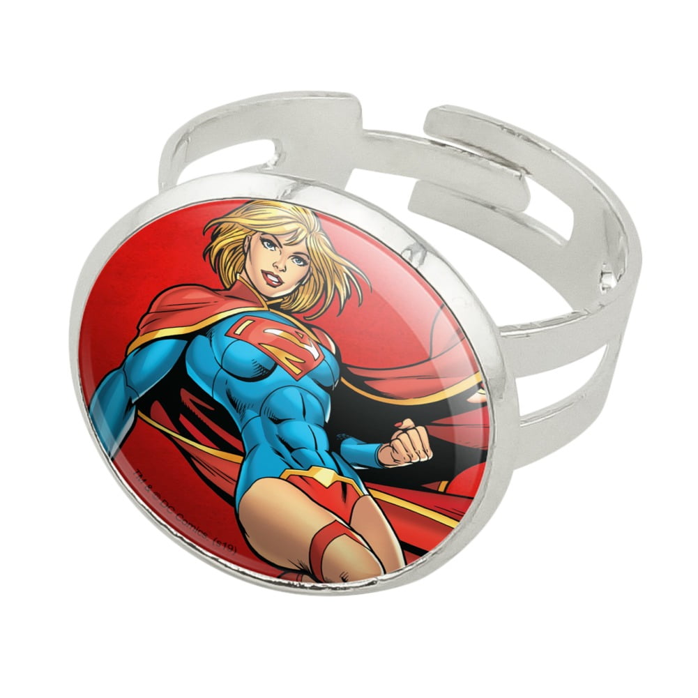 Superman Supergirl Character Silver Plated Adjustable Novelty Ring ...
